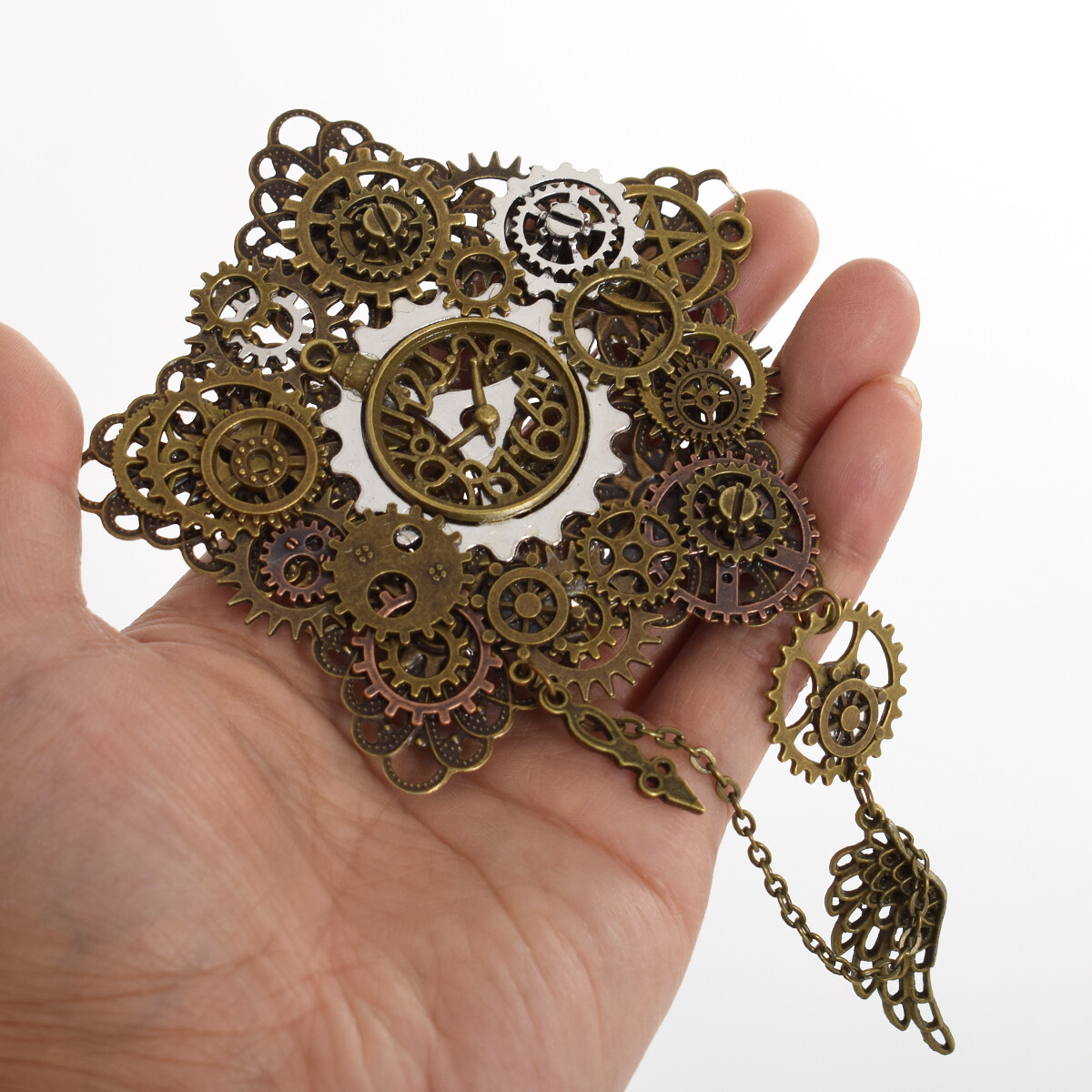 Vintage Steampunk Gears Pentacle Brooch Alloy Gothic … - Gem