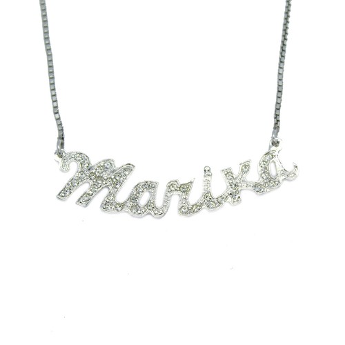 Necklace Name Marika Silver Women's with Rhinestone Jersey Venetian | eBay
