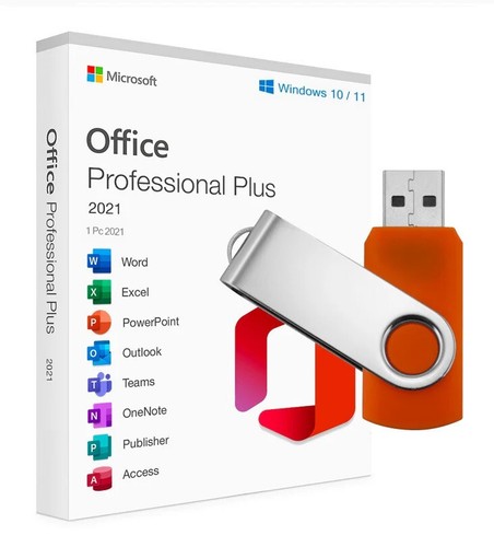 Microsoft Office 2021 USB + License Key Card – Works with Windows 10 ...