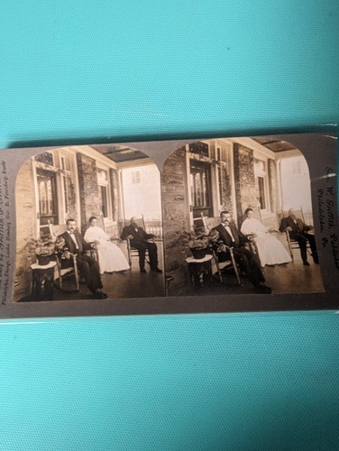 VIntage STEREOVIEW CARD homemade one of a kind men & woman rocking ...