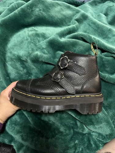 Dr. Martens Devon Flower Black Leather Platform Boots Woman’s Size 7 Doc Martens | eBay
