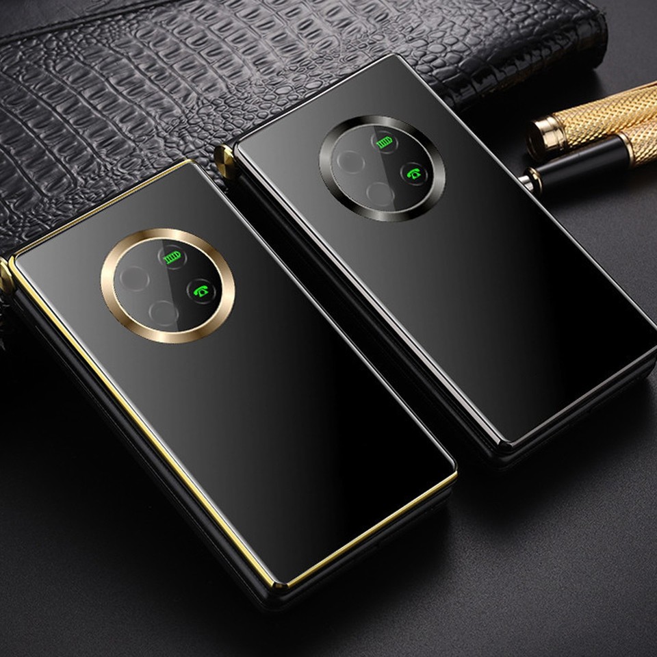 Gold Clamshell Mobile Phone 2G Large Screen Long Standby Flip Phone ...