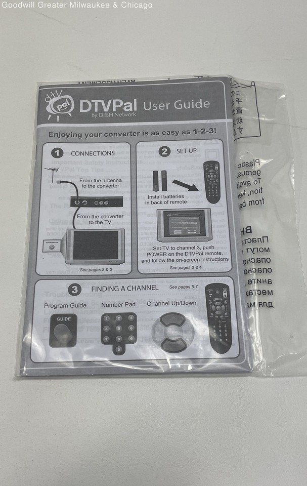 DTV Pal Black Receiver Digital To Analog TV Converter Box Remote Cables Manual | eBay