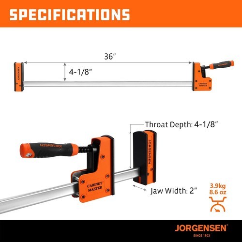 JORGENSEN 2-Pack 36-Inch Parallel Bar Clamp Heavy-Duty Cabinet Master ...