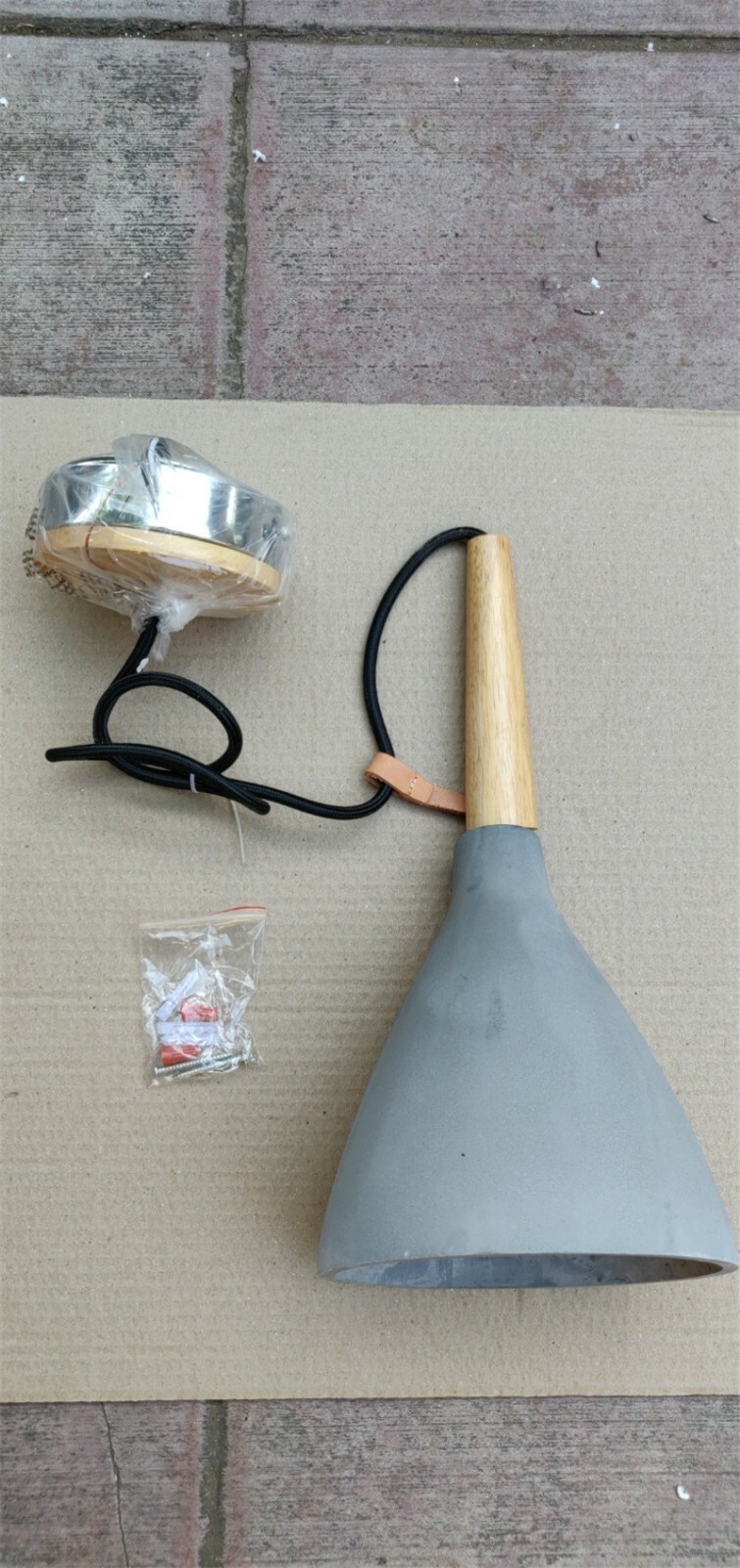 Timber Raw Concrete Bell Shaped Pendant Light | eBay