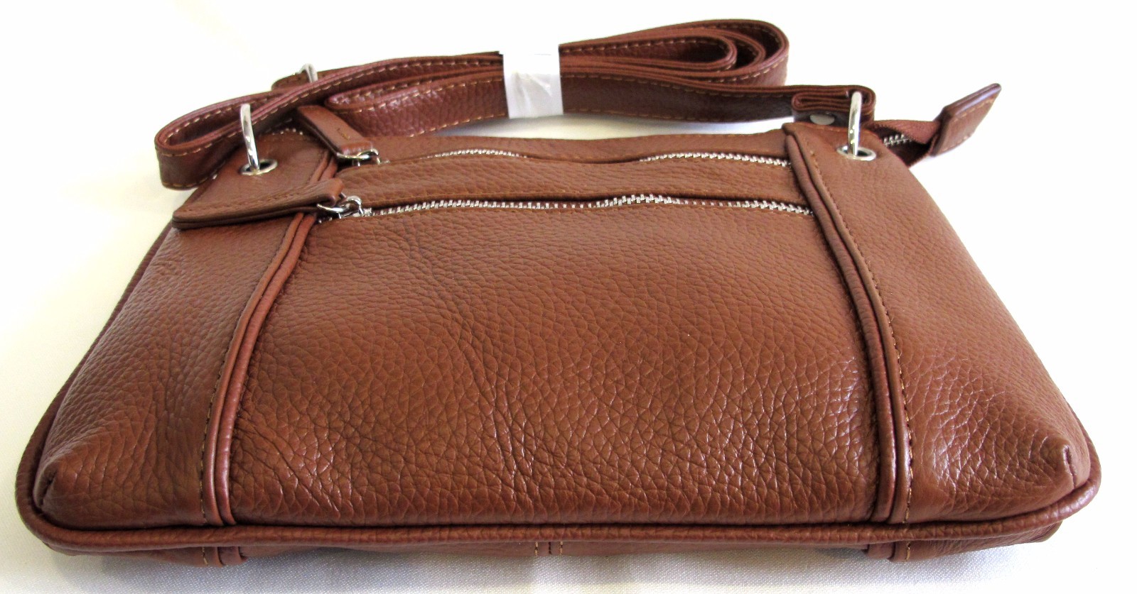 Single Long Strap Women's Genuine Leather Cross Body Slim Purse -Black ...