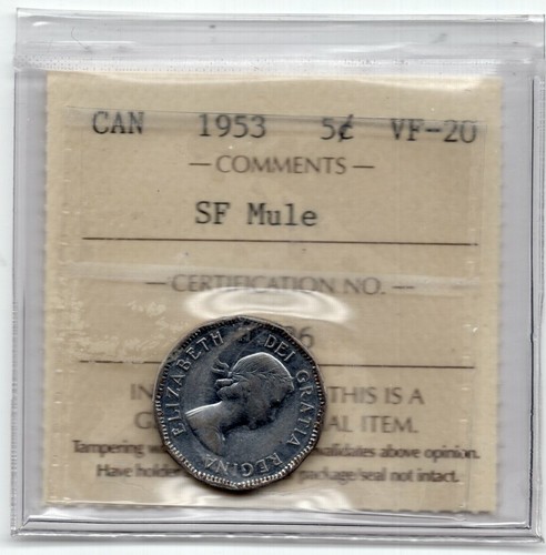1953 SF Far Canada 5 Cents Coin - ICCS VF-20 Mule | eBay