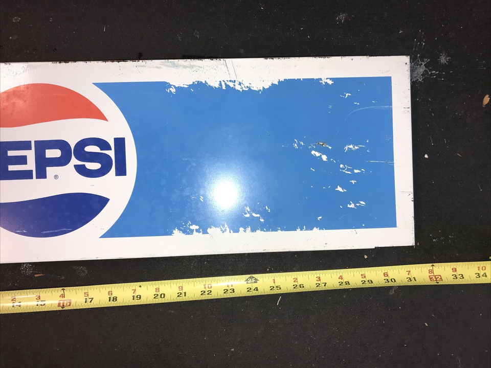 Vintage Pepsi-Cola (Pepsi) Metal Sign, 31” x 10”, Pepsi Store Display ...