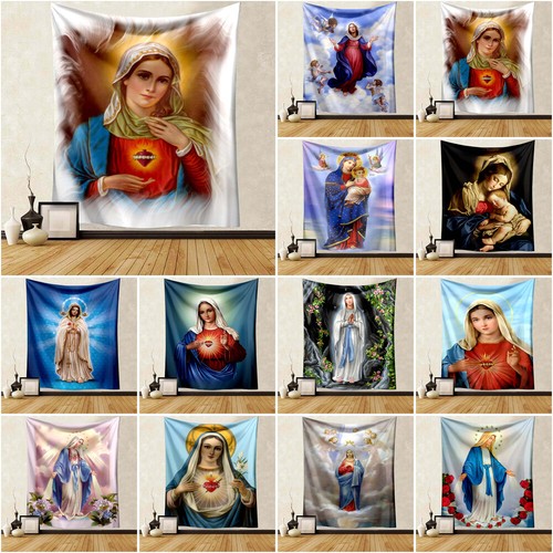 Large Virgin Mary Angel Tapestry Wall Hanging Bedspread Throw Blanket ...