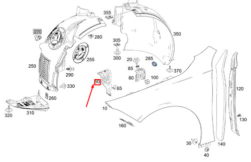 MERCEDES-BENZ CLA C118 FRONT RIGHT FENDER HOLDER A1188804400 ORIGINAL ...