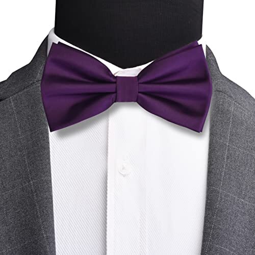 Branduce Mens Solid Color Double Fold Pre-tied Bow Tie and Pocket ...
