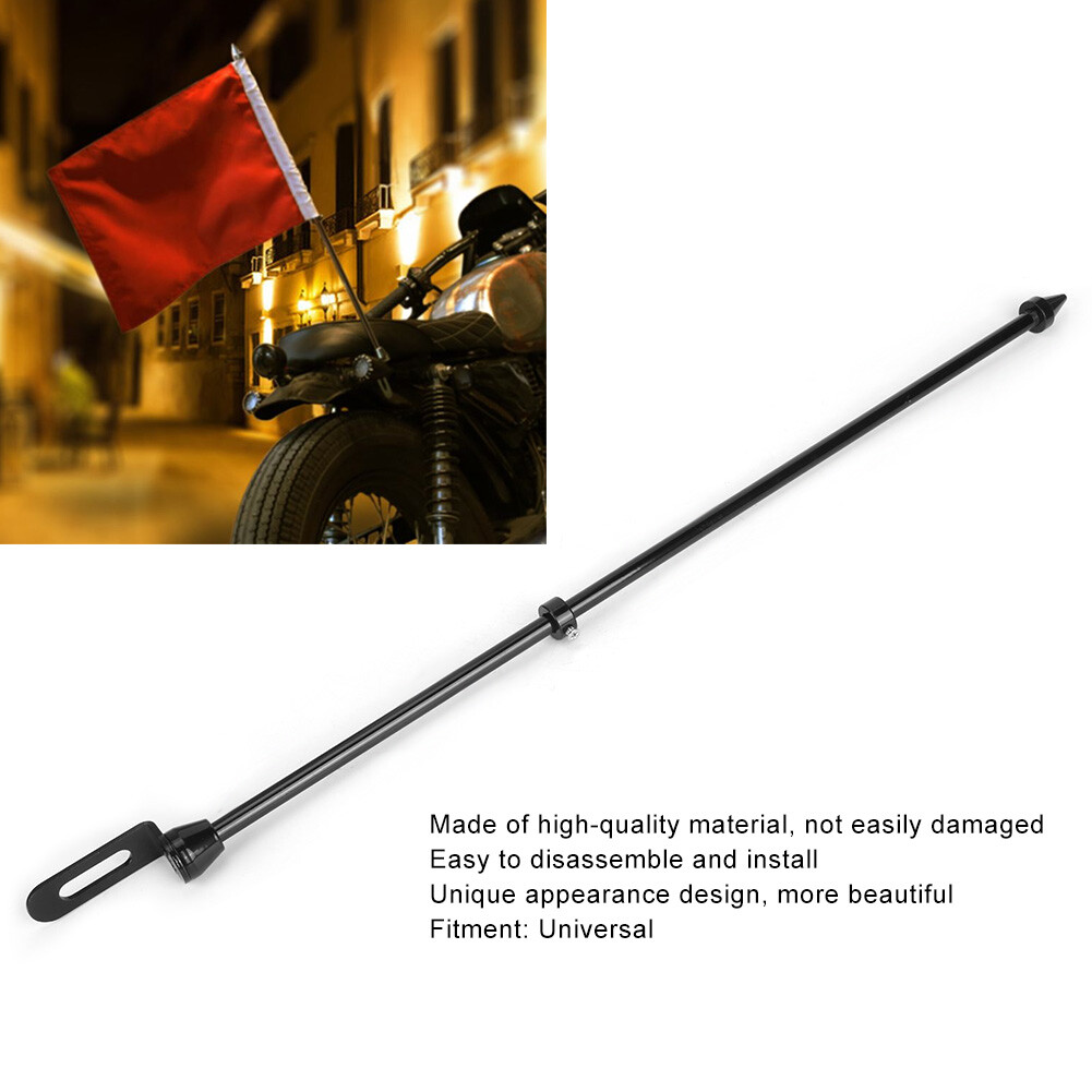 (Black) Motorcycle Flag Pole Flag Mount Universal Auto Flagpole Rear ...