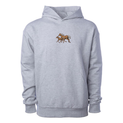 Wildlife mare and foal horses embroidered pullover sweat hoodie, animal ...
