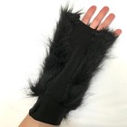 Long Fur Arm Cuffs Black Bands Gloves Fuzzy Costume Wolf Cat Dog Mens ...