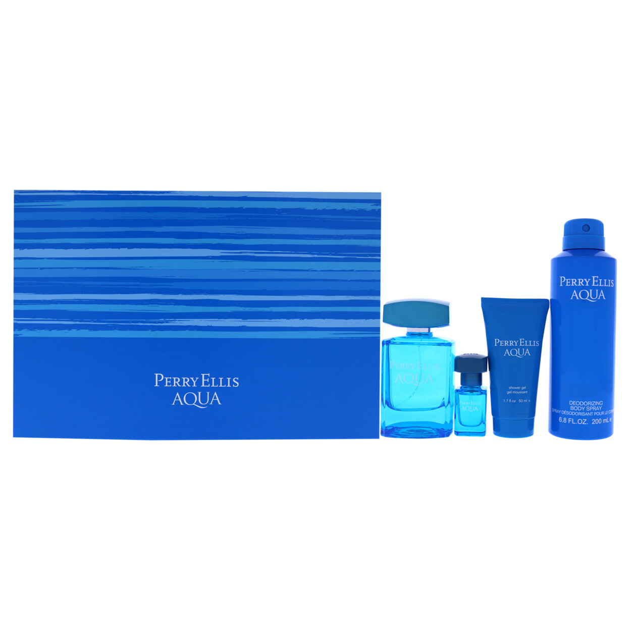 Perry Ellis Aqua By Perry Ellis For Men - 4 Pc Gift Set 3.4Oz Edt Spray ...