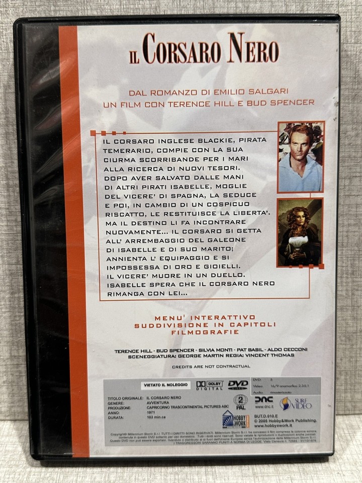 Dvd IL CORSARO NERO Bud Spencer Sure Video | eBay