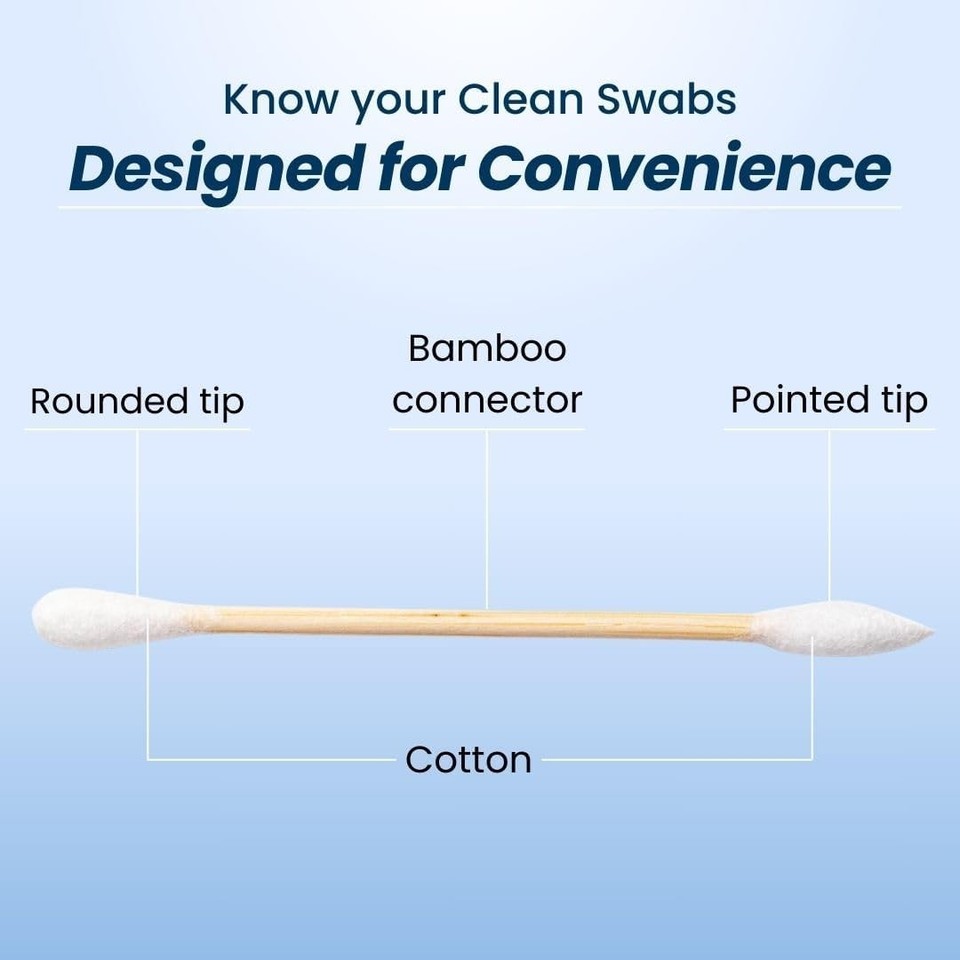 Clean Swabs | 500CT | One Pointed Tip | Biodegradable + Organic Cotton ...