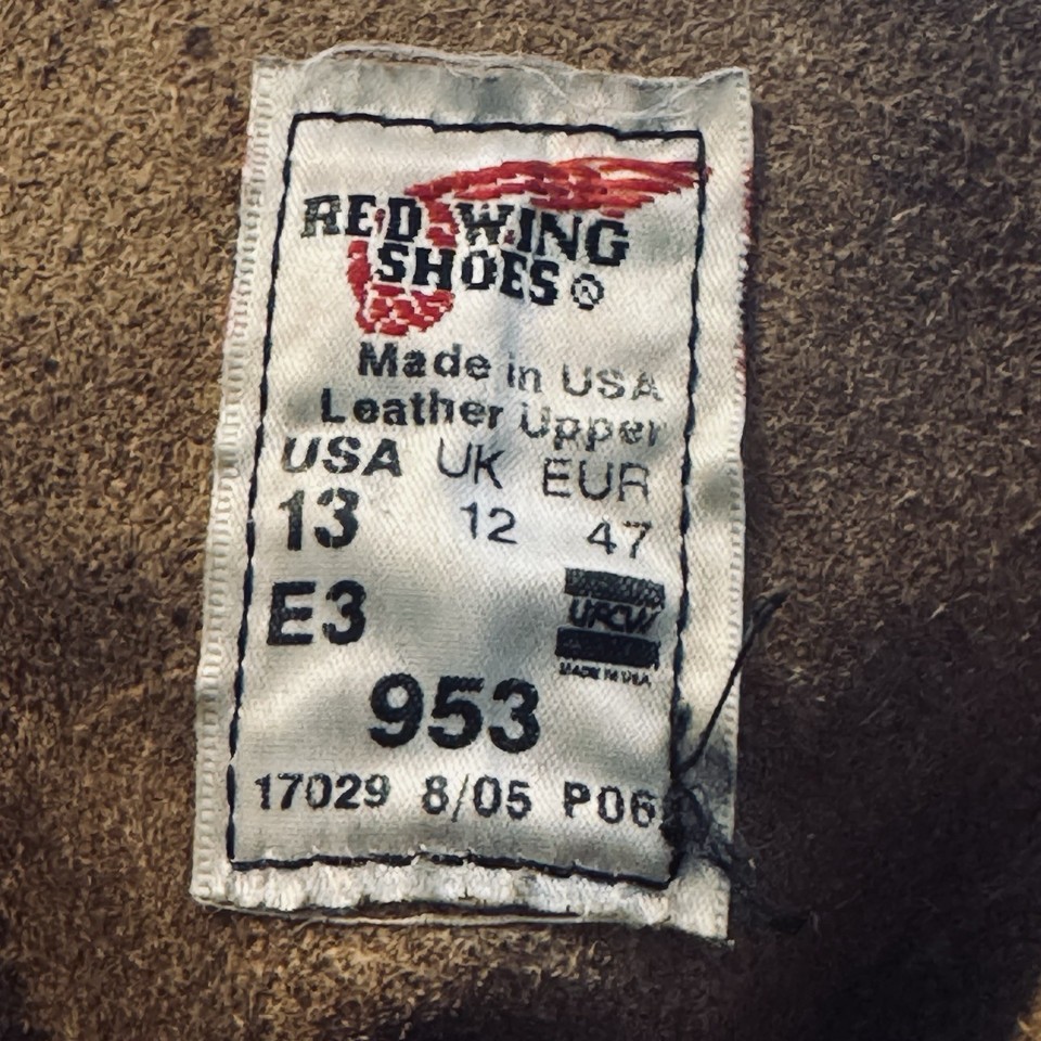 RED WING 953 MEN BROWN LEATHER SHOES BOOTS SUPERSOLE 8" SOFT TOE 13 E3 ...