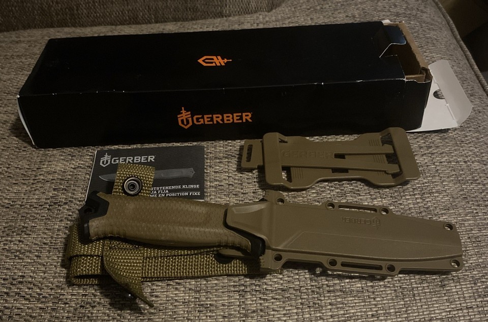 Gerber Strongarm Fixed Blade Fine Edge Knife Modular MOLLE Sheath ...
