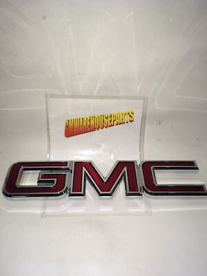 2007-2013 GMC SIERRA 1500 RED/CHROME "GMC" GRILLE EMBLEM NEW GM ...