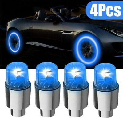 4x Car Wheel Tire Tyre Air Valve Stem Blue LED Light Lamp Caps Cover ...