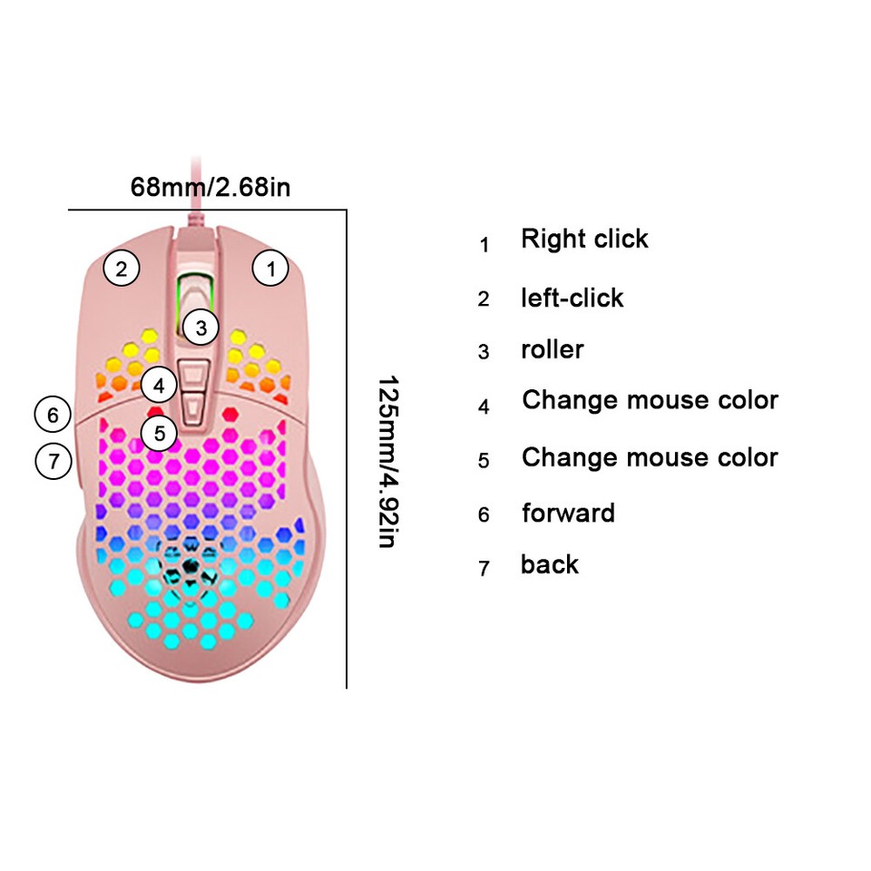 Gaming Mice Mouse 6400 DPI USB RGB Flowing Backlit Light Wired PC ...