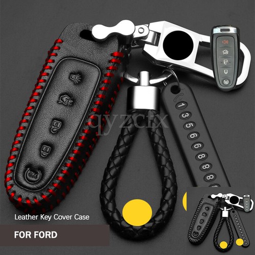 Genuine Leather Car Key Fob Cover Case Holder Bag For Ford Explorer ...