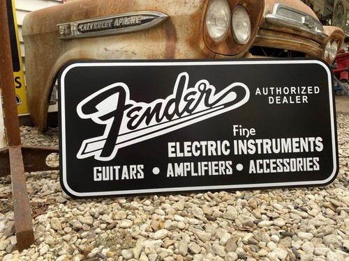 Antique Vintage Old Style Fender Guitar Sign! | eBay