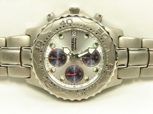 Mens FOSSIL BLUE SPEEDWAY TI-5067 Titanium Chronograph Watch | eBay