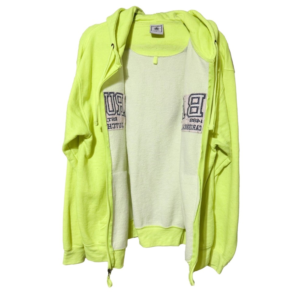 ARUBA Dutch Caribbean Exist Miami Neon Yellow Zip Up Hooded Sweatshirt ...