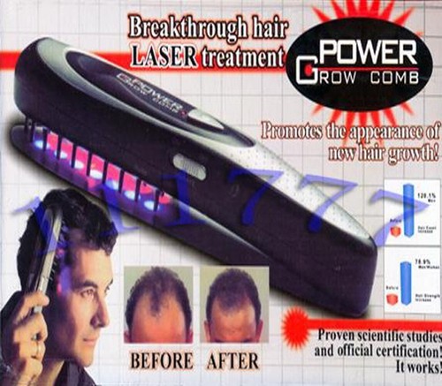 Power Grow Laser Comb Kit Stop Hair Loss Laser Hot Massage Regrow DHT ...
