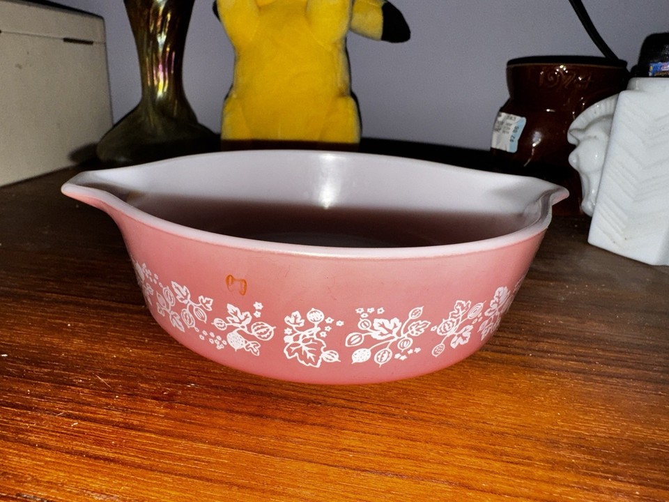 Vintage Pyrex Pink Gooseberries Baking Dish Oval Casserole | eBay