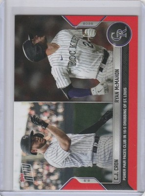 2022 TOPPS NOW PARALLEL #677 CJ CRON RYAN MCMAHON COLORADO ROCKIES 1/10 ...