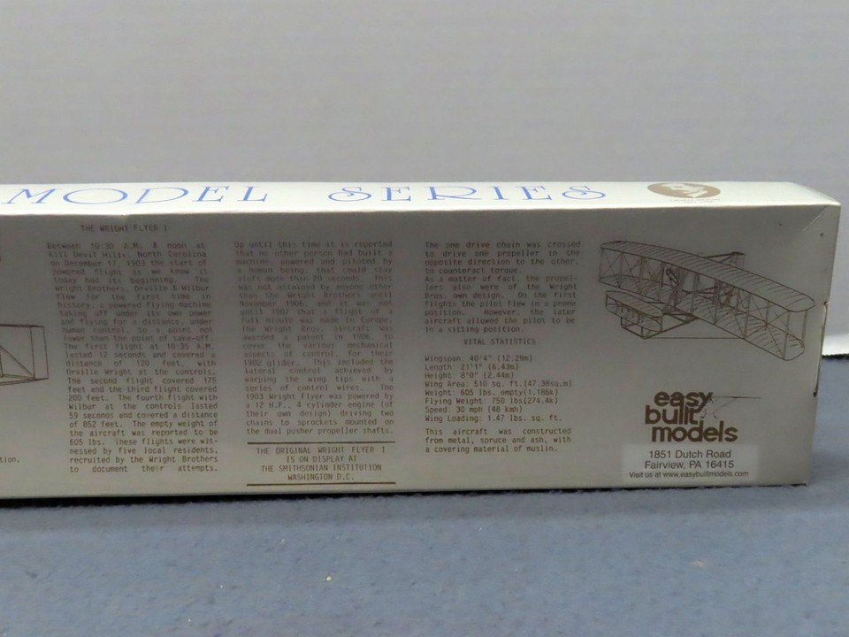 Easy Built Wright Flyer 1903 Model Kit 1/20 Museum Series NEW Sealed | eBay