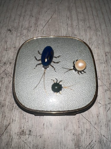 Vintage Evans Gold Tone Beetle Bug Powder Compact Makeup Mirror Empty ...
