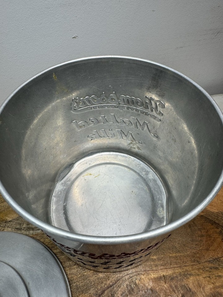 1940’s Aluminum THOMPSON'S DOUBLE MALTED MILK Container and Lid | eBay