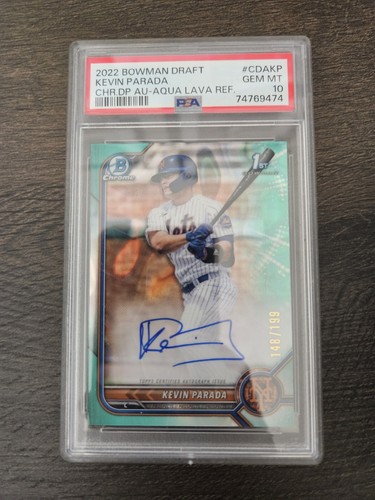 2022 Bowman Chrome Draft Kevin Parada Aqua Lava Refractor Auto /199 ...