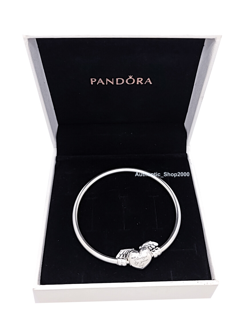 NEW Authentic PANDORA 925 Silver Winged Heart Bangle Charm Bracelet ...
