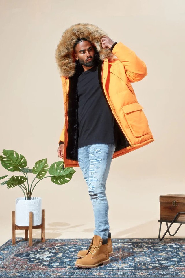 Jordan Craig Men's BISMARCK FUR LINED POLLEN ORANGE GOLD PARKA JACKET ...