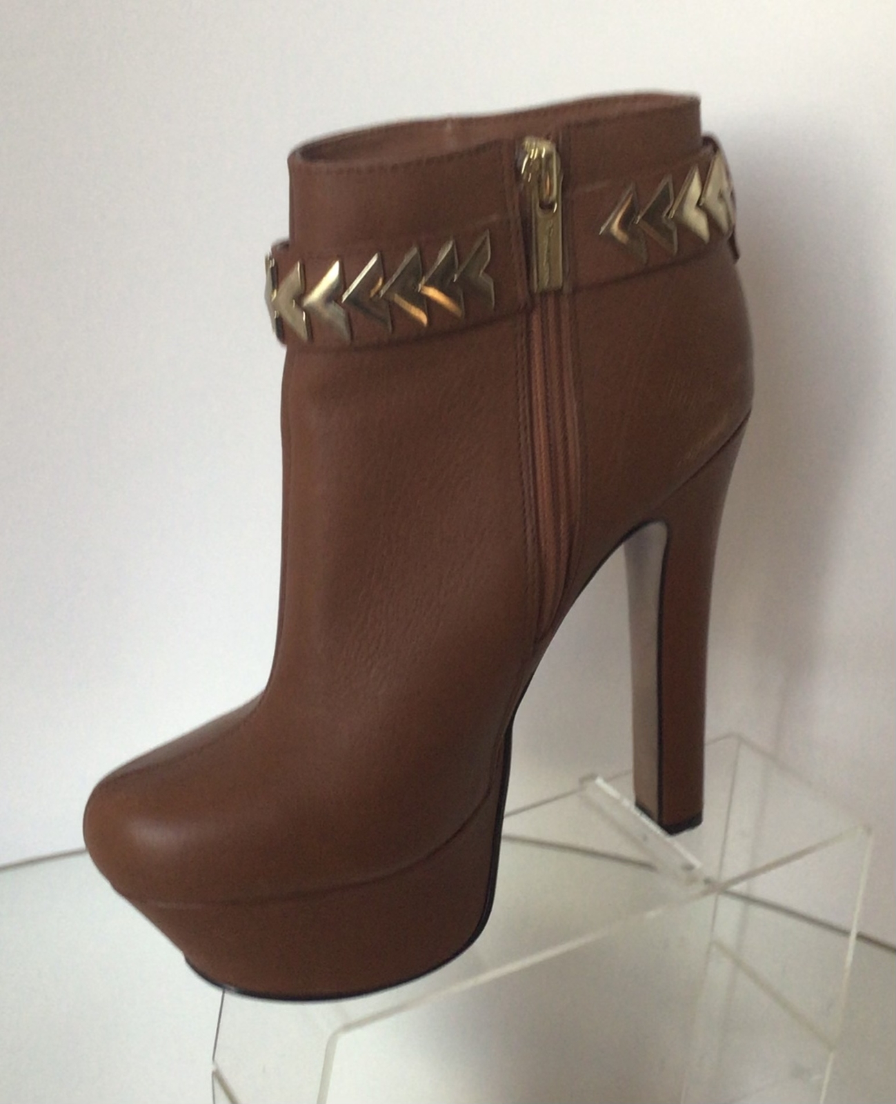 H by HALSTON Mollie Leather Platform Booties (Size 5 … - Gem