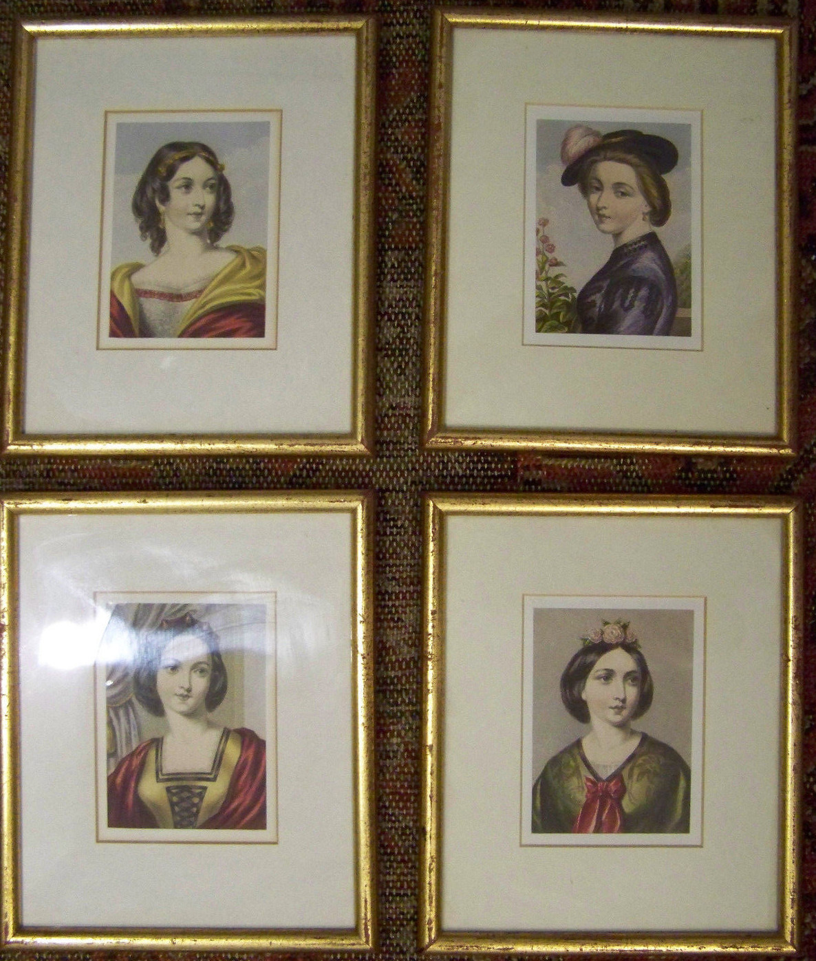 SET of FOUR ARISTOCRAT PORTRAITS 19th CENTURY HAND COLORED ENGRAVINGS ...