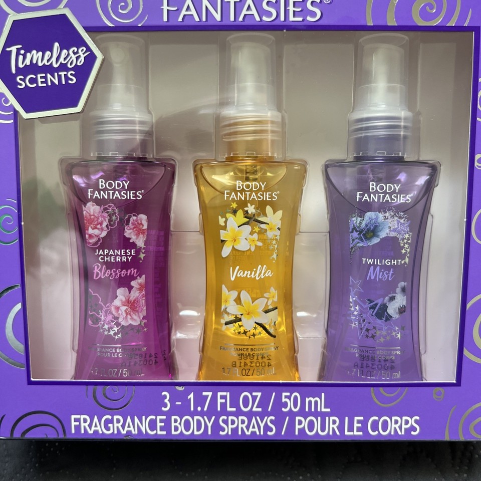 3 PIECE BODY FANTASIES CLASSIC FLORALS BODY SPRAY GIFT SET BEAUTY BATH ...