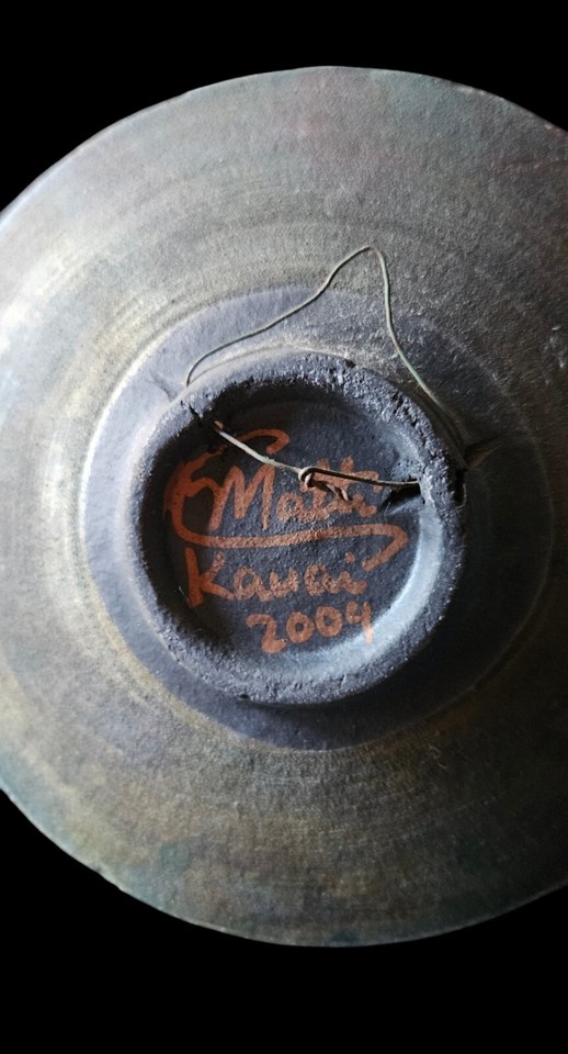 Raku Signed Christopher Matti Pottery Dish Hawaiian Green Sea Turtle 5 ...