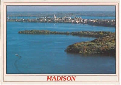 1994 Madison Wisconsin Isthmus Postcard 4x6 Lakes Mendota Monona Low ...