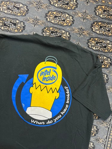 Vtg Homer Simpson Intel Inside Double Sided Graphic Shirt Size L 90s ...