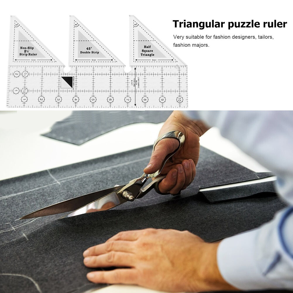 Triangle Quilting Ruler 45 Degree Fabric Cutting Garment Craft (10 inch ...