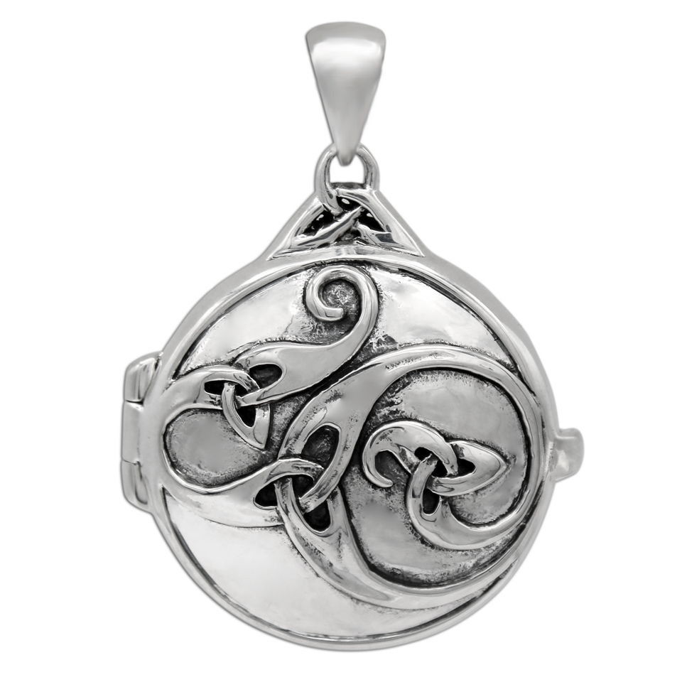Sterling Silver Celtic Knot Triskele Swirl Locket by Dryad Design Irish ...