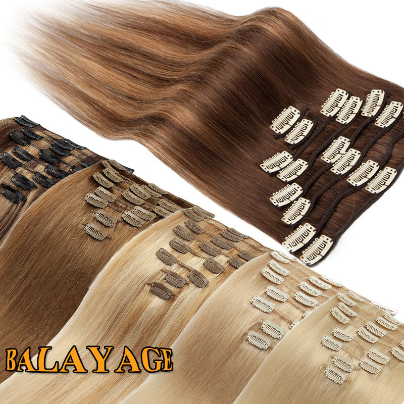 8pcs Clip In Hair Extensions 100% Real Human Hair Extensions Weft ...