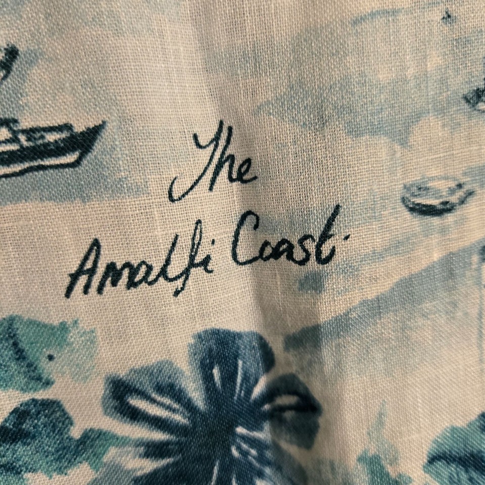 Cynthia Rowley 100% Linen Amalfi Coast Italy Print Button Front Shirt ...