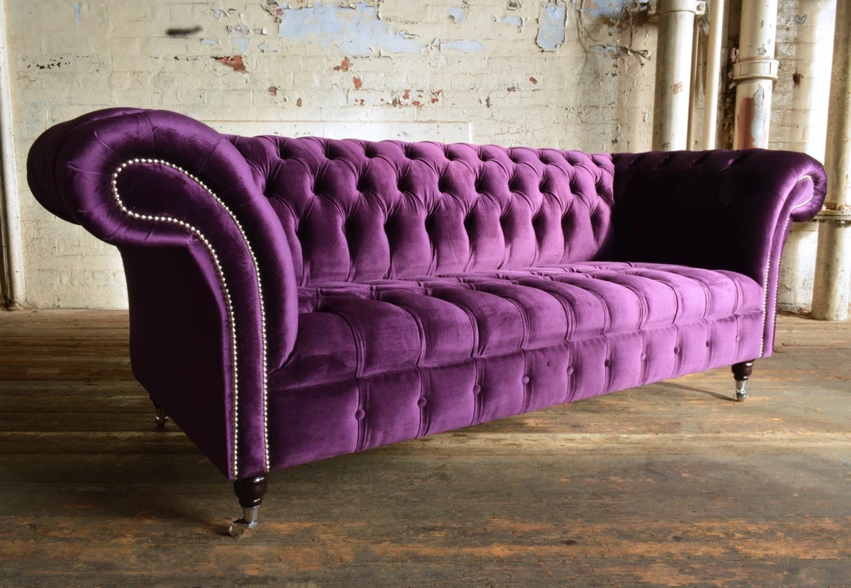 Purple Chesterfield Sofa 3 Seater | Baci Living Room